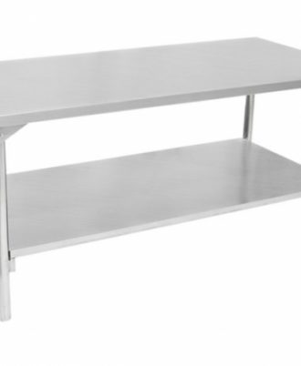 Mesa com Prateleira Inferior Lisa (1,00X0,70) Toda em Aço Inox 430 (0 ...